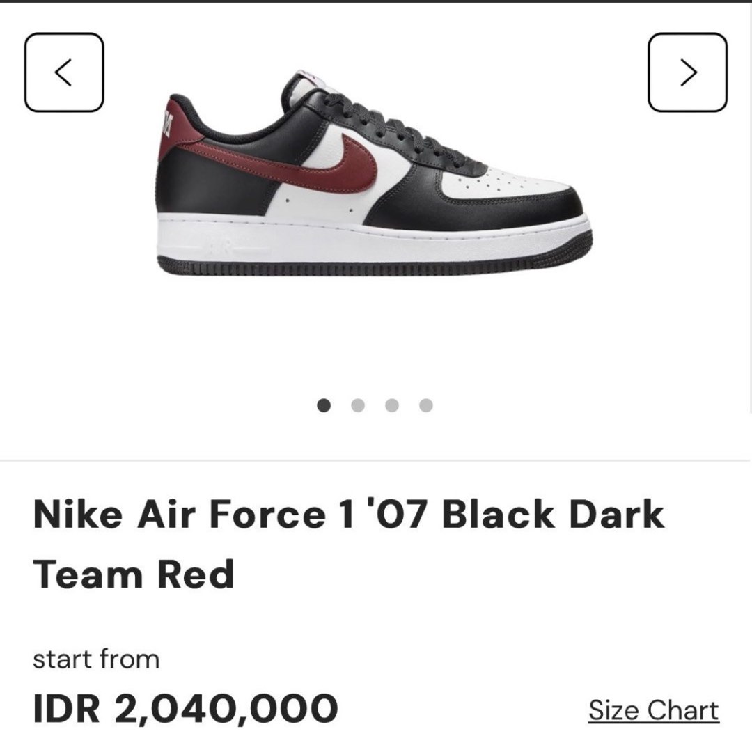 Nike AF Air Force 1 '07 Black Dark Team Red Original, Fesyen Wanita ...