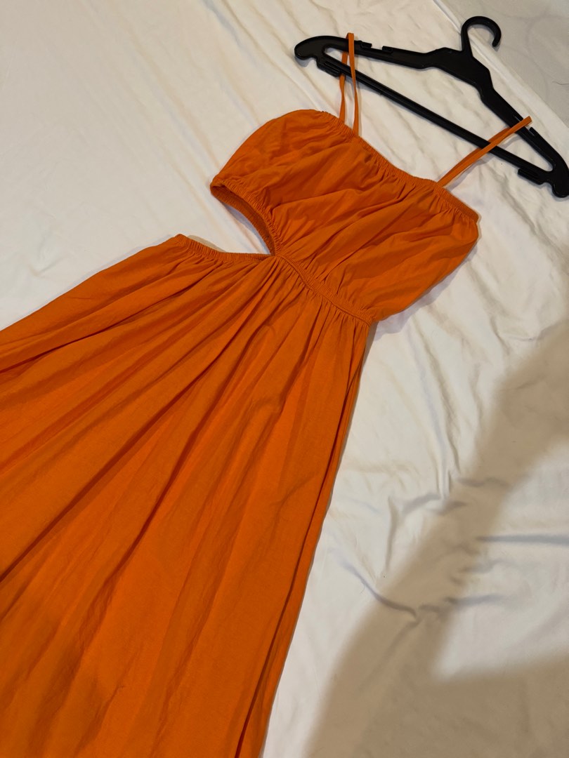 Orange Dress with Torso Cut Out with Pictures when Worn, Women's ...