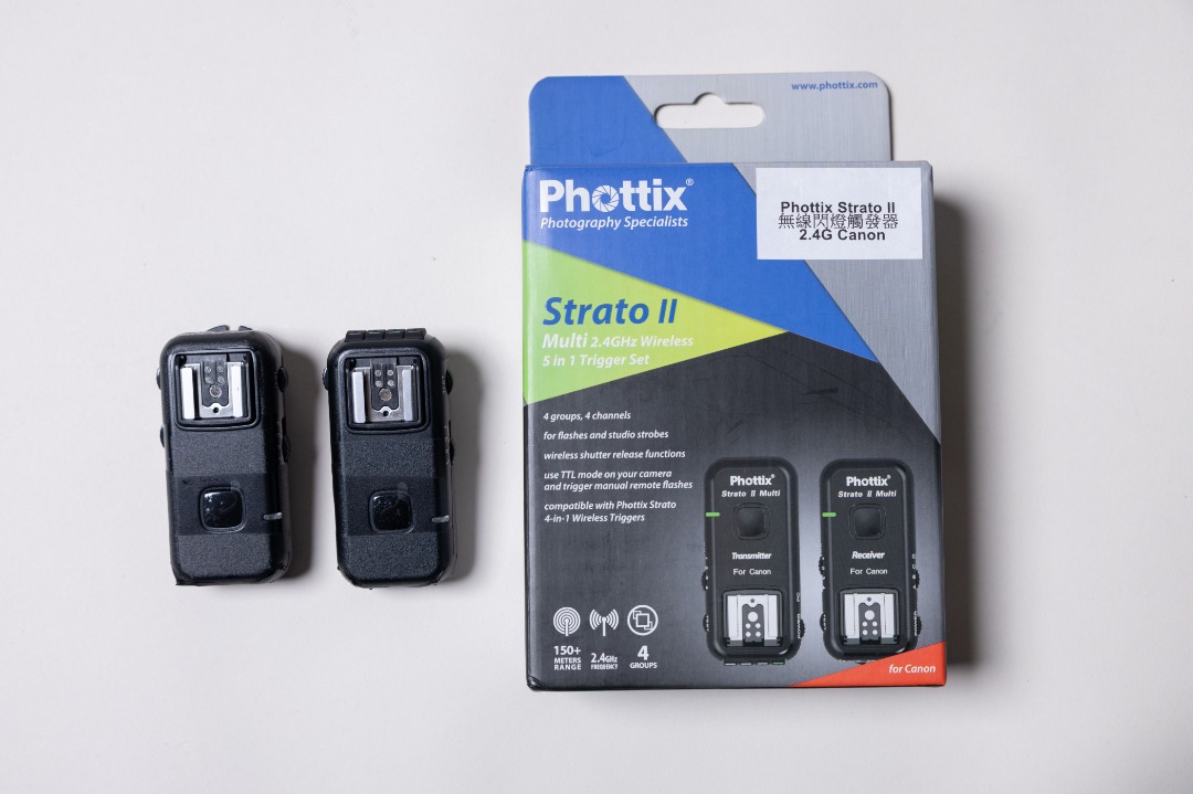 Phottix Strato II 2.4GHz 無線 閃燈 觸發器 + 接收器 for Canon, 相機攝影, 鏡頭及裝備在旋轉拍賣