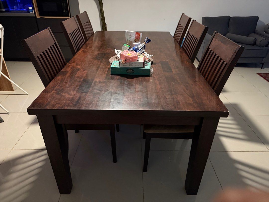 Rubber wood dining table, Furniture & Home Living, Furniture, Tables ...