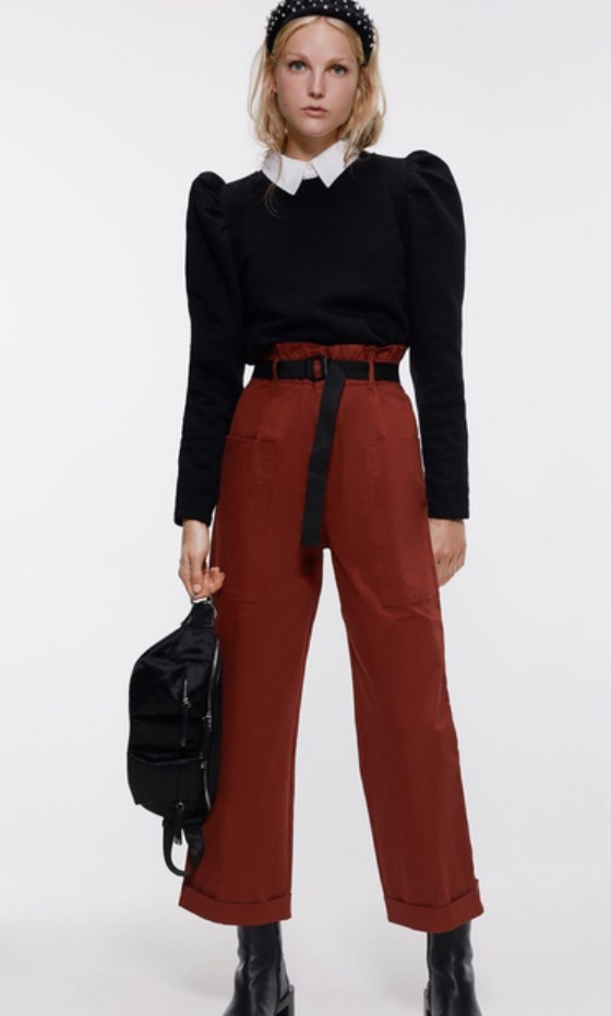 Zara Rust Red High Waisted Pants, Women's Fashion, Bottoms, Other ...