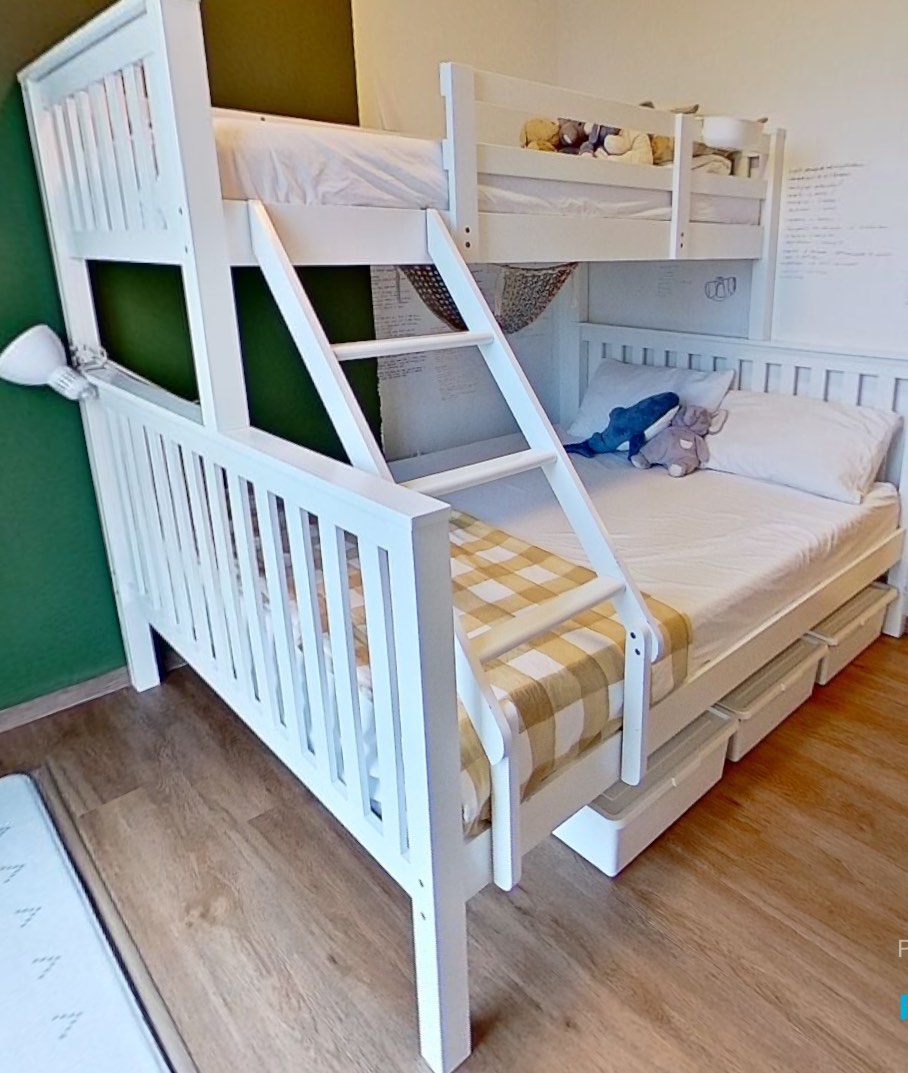 solid wood bunk bed top single bottom queen, Furniture & Home Living ...