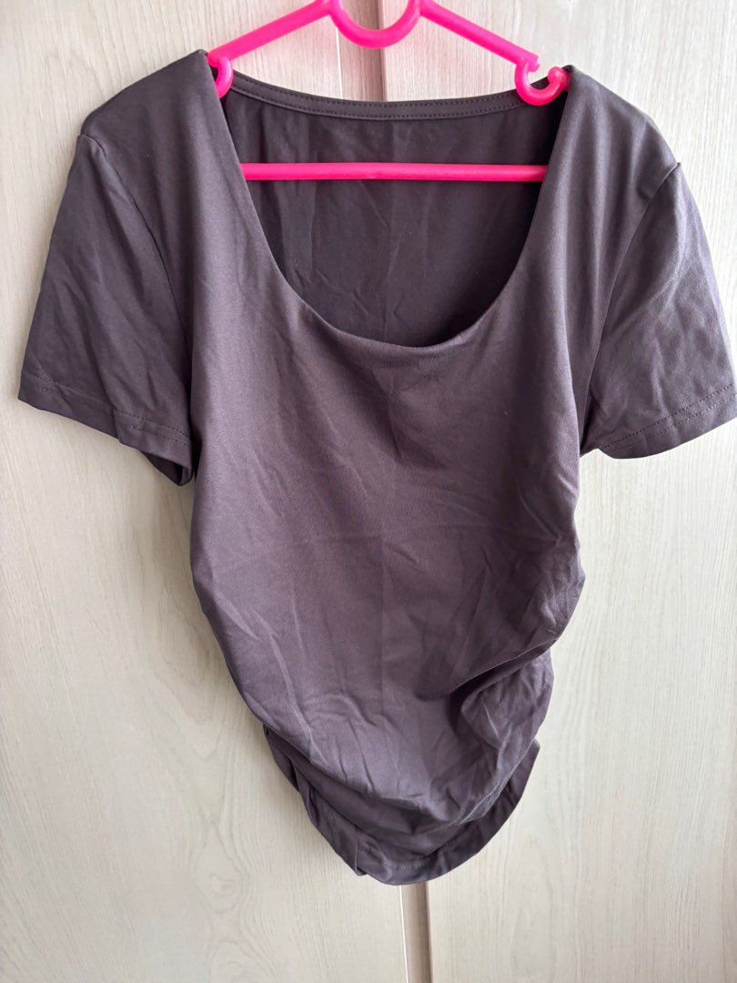 Square neck dark grey top, Women's Fashion, Tops, Other Tops on Carousell