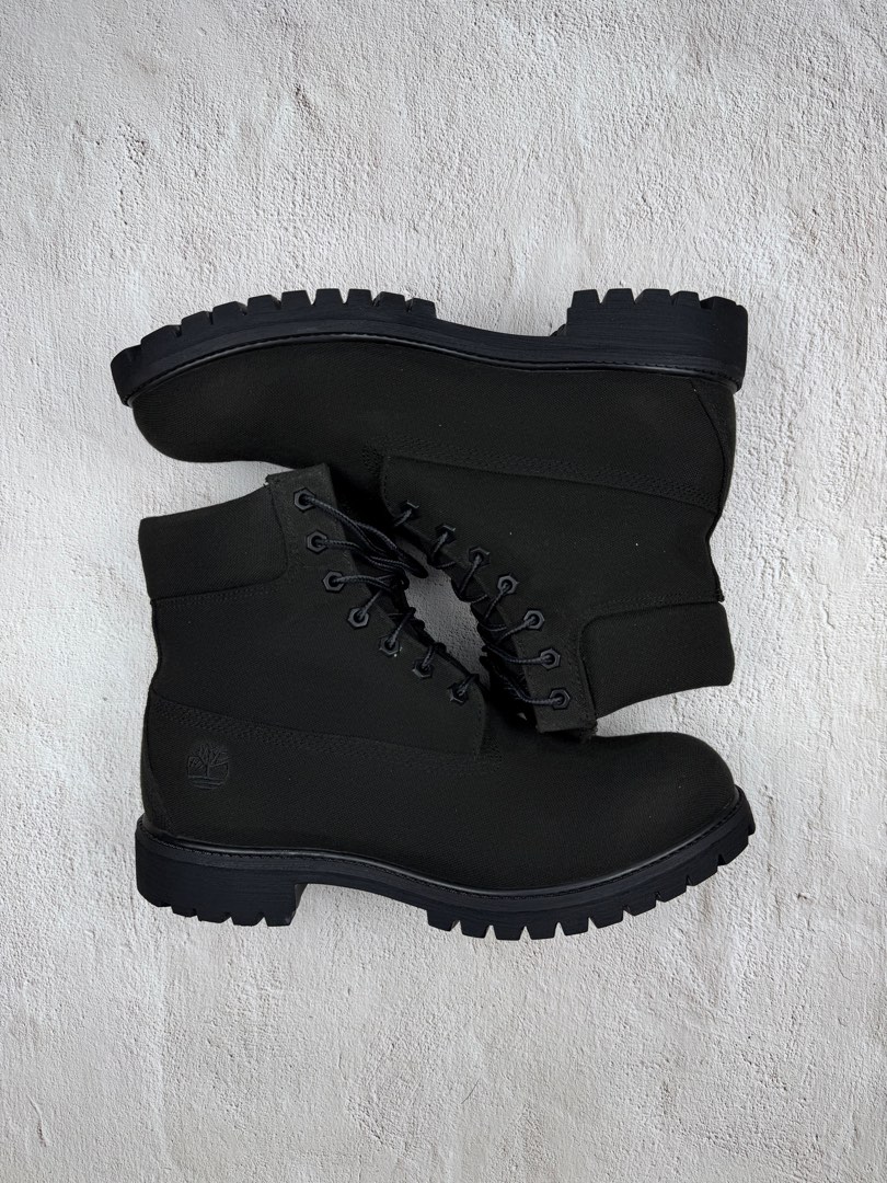 Timberland Boots Premium 6inch Black Canvas, Men's Fashion, Footwear ...