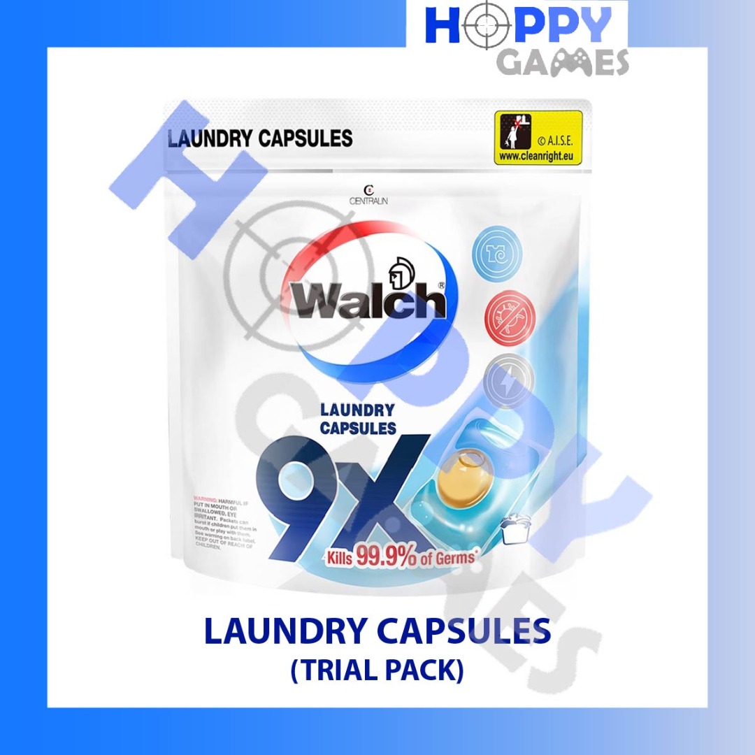 *TRIAL PACK* Walch Laundry Capsules 9x Antiseptic Walch Laundry Pods 60 ...