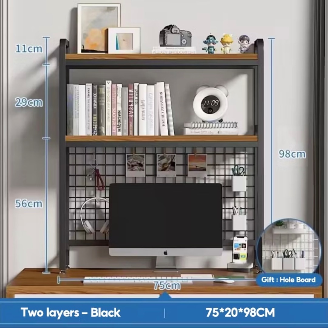 Two Tier Desktop Shelf | Stylish Computer Desk With Storage | Multi ...