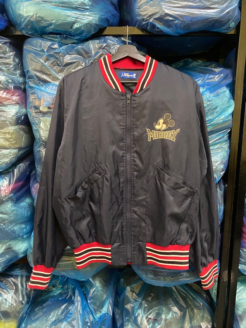Vintage Tokyo Disneyland Mickey Mouse Varsity Bomber Jacket - Navy/Red ...