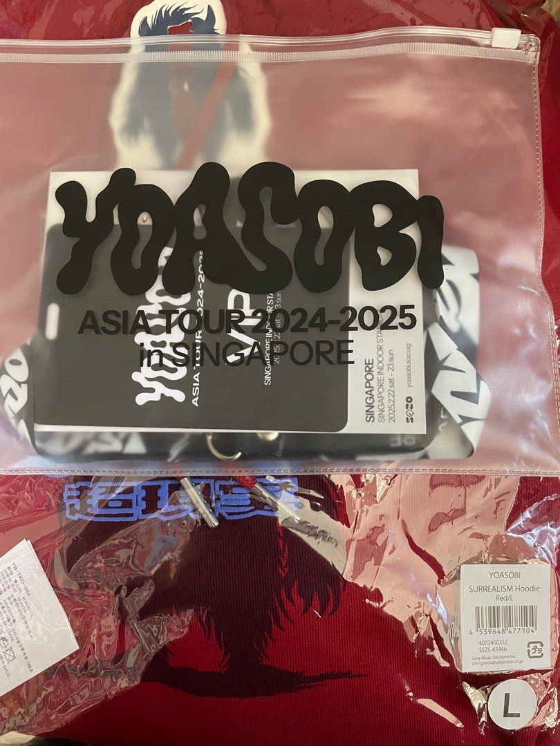 YOASOBI LIVE IN SINGAPORE 2025 Official Merchandise - Red Hoodie, Men's ...