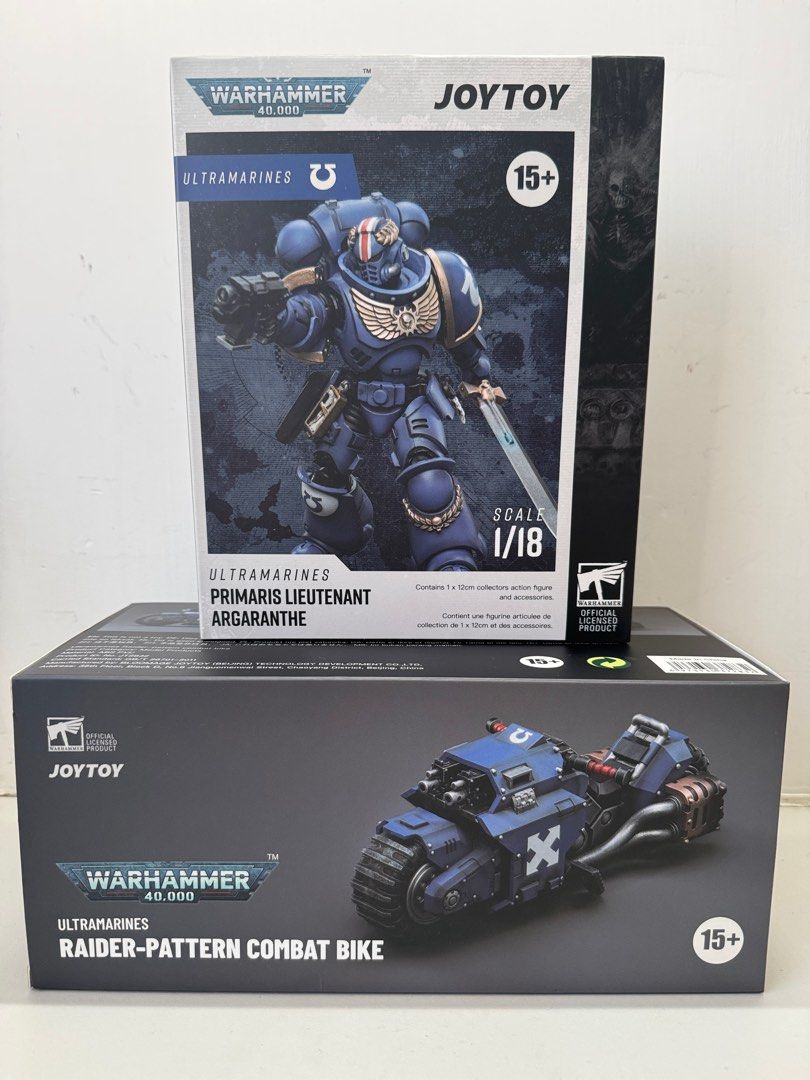 2盒 Warhammer Ultramarines Primaris Lieutenant Argaranthe & Raider-Pattern Combat Bike Joytoy 暗源 ...