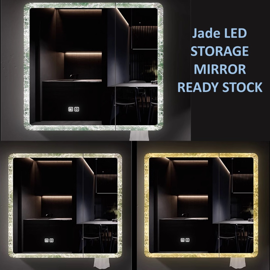 60cm Ready Stock 100% waterproof aluminum curve storage mirror / white ...
