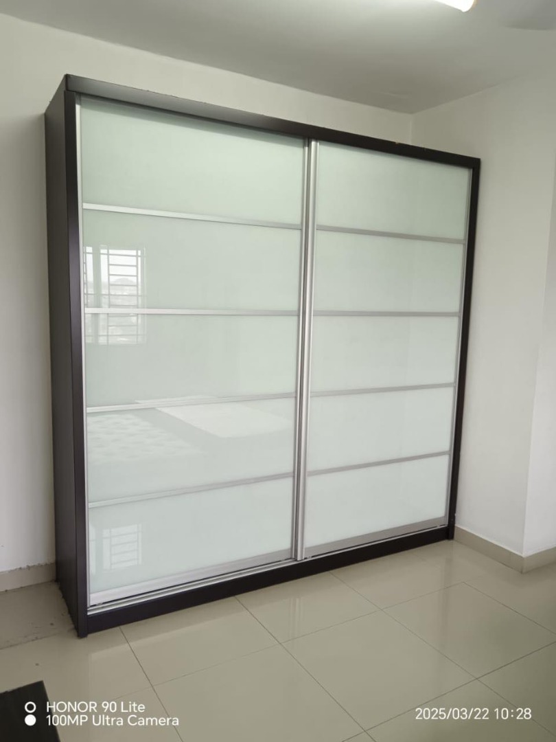 8x8ft Almari Baju Sliding Door Wardrobe Mirror Closet, Furniture & Home ...