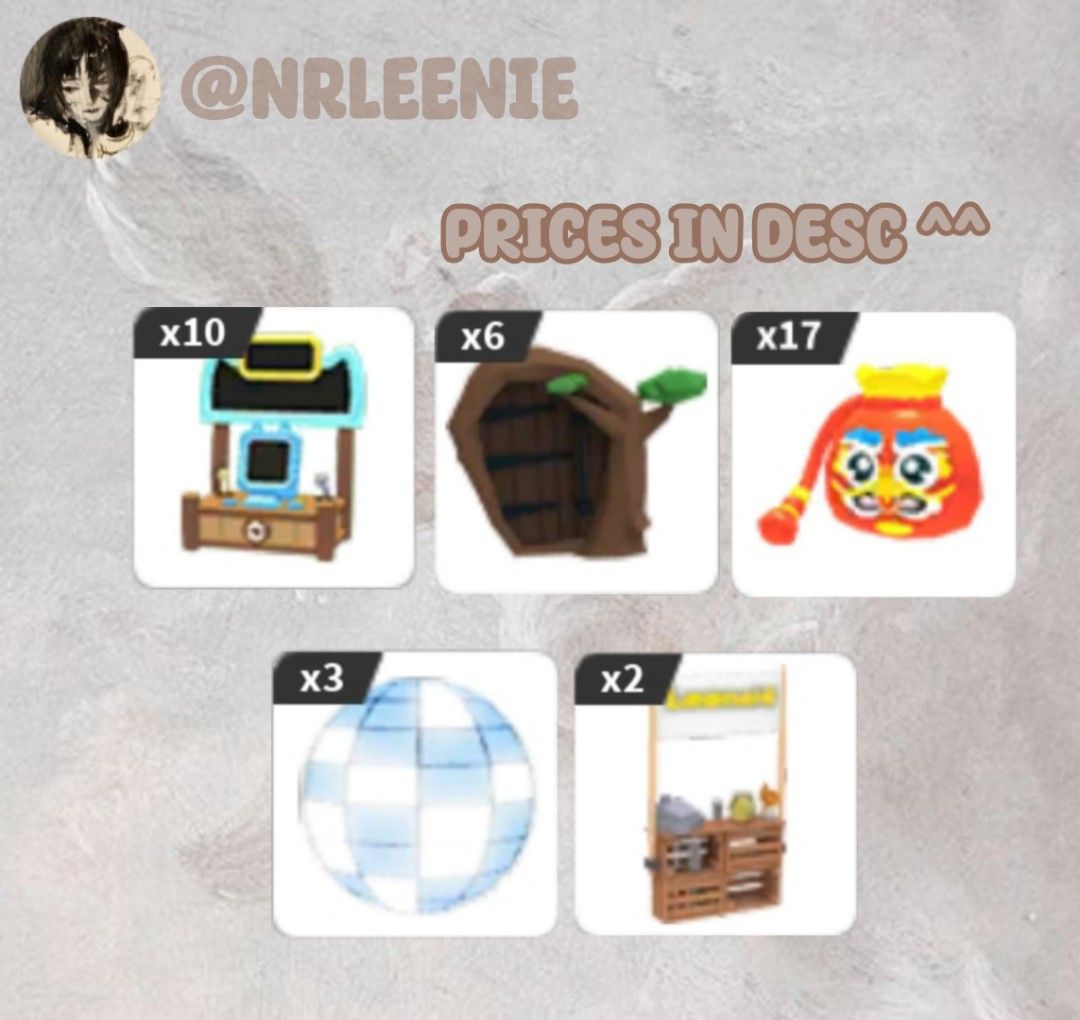 Adopt me items - trade stand, magic door, bucks silk bag, discosplosion ...