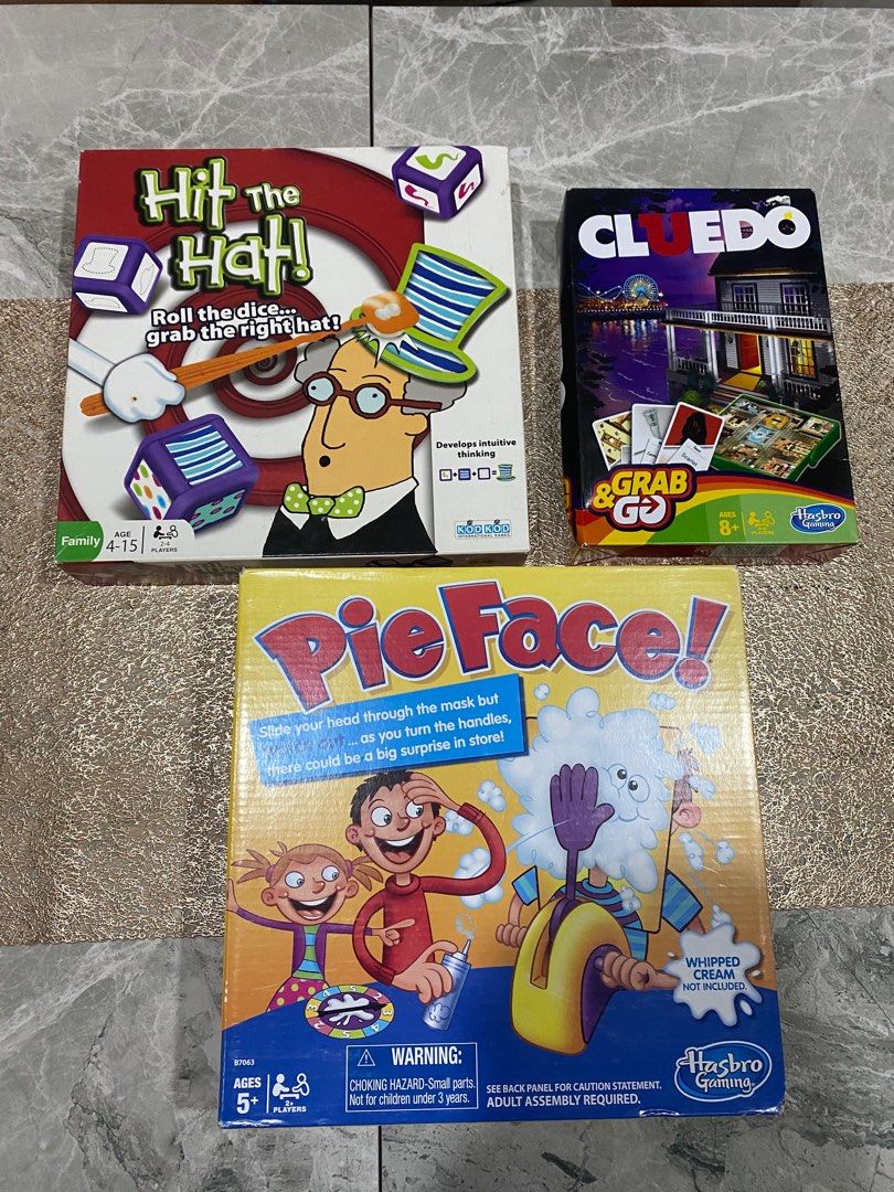 Board games cluedo, hit the hat, pie face! Fun for kids and beyond ...