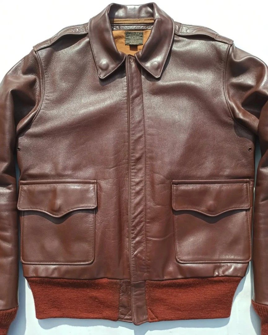 Buzz Rickson's A2 Horsehide Red Rib Bomber Flight Jacket X Jaket Kulit Schott Avirex Real McCoy ...