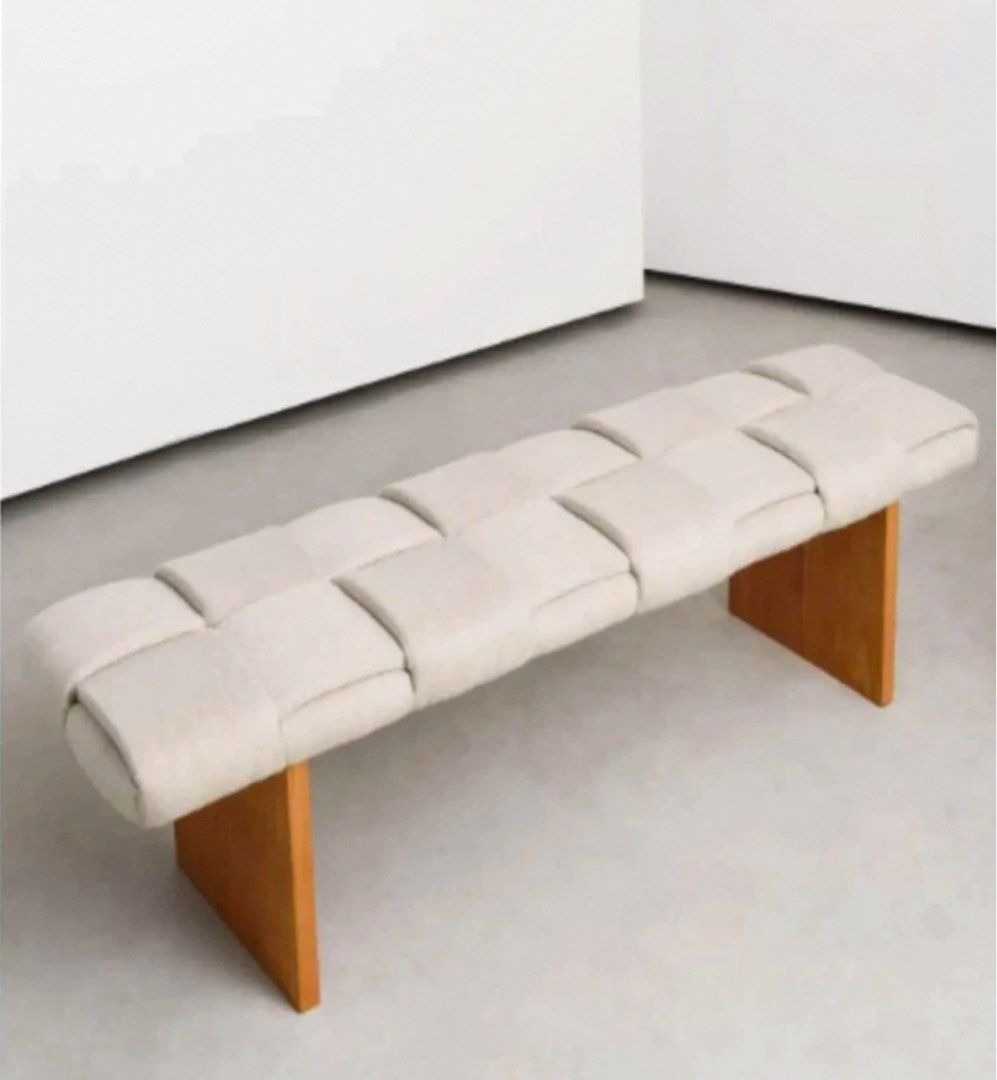 CAFLE Modern Fabric Bench, Furniture & Home Living, Furniture, Chairs ...