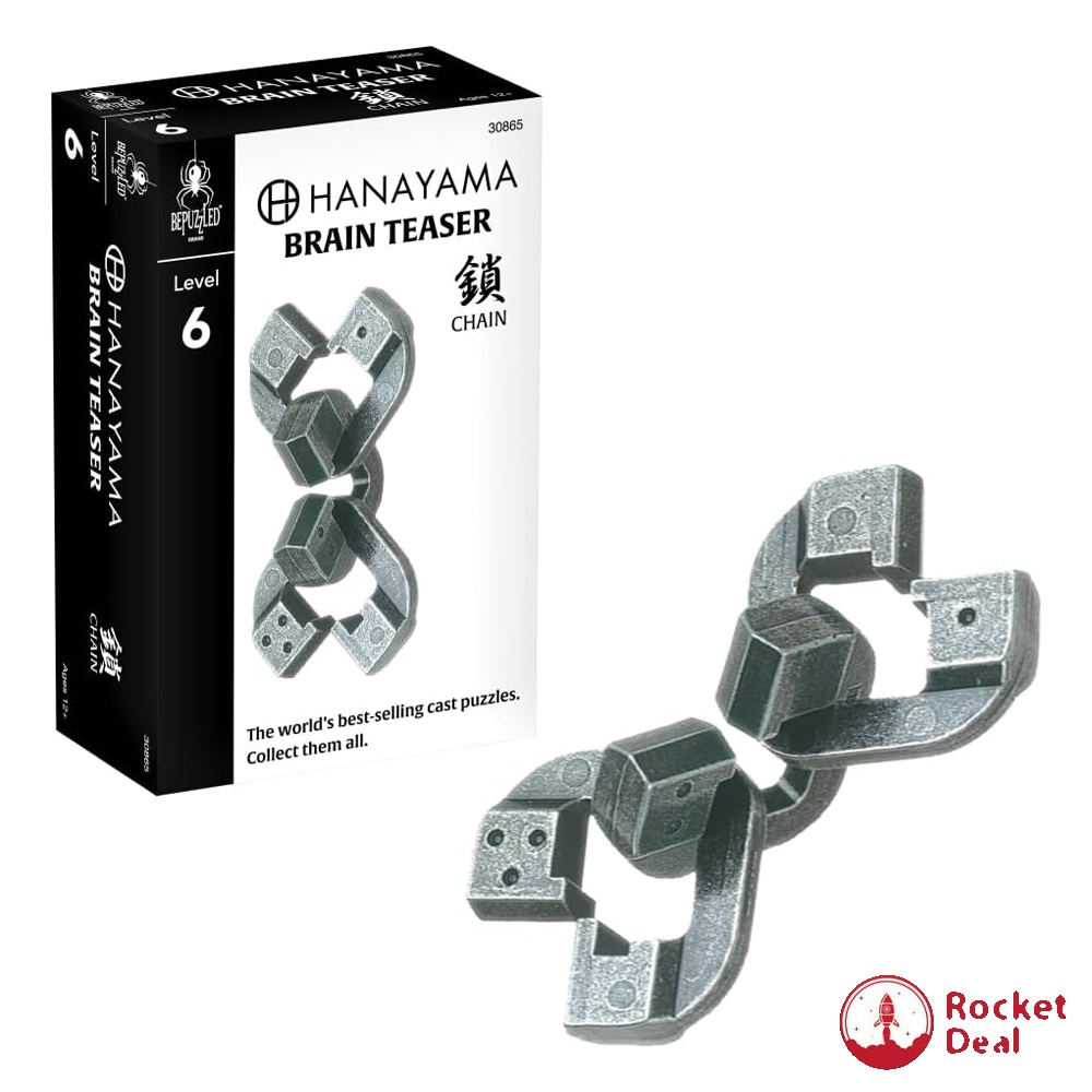 CHAIN Hanayama Cast Metal Brain Teaser Puzzle (Level 6), Hobbies & Toys ...