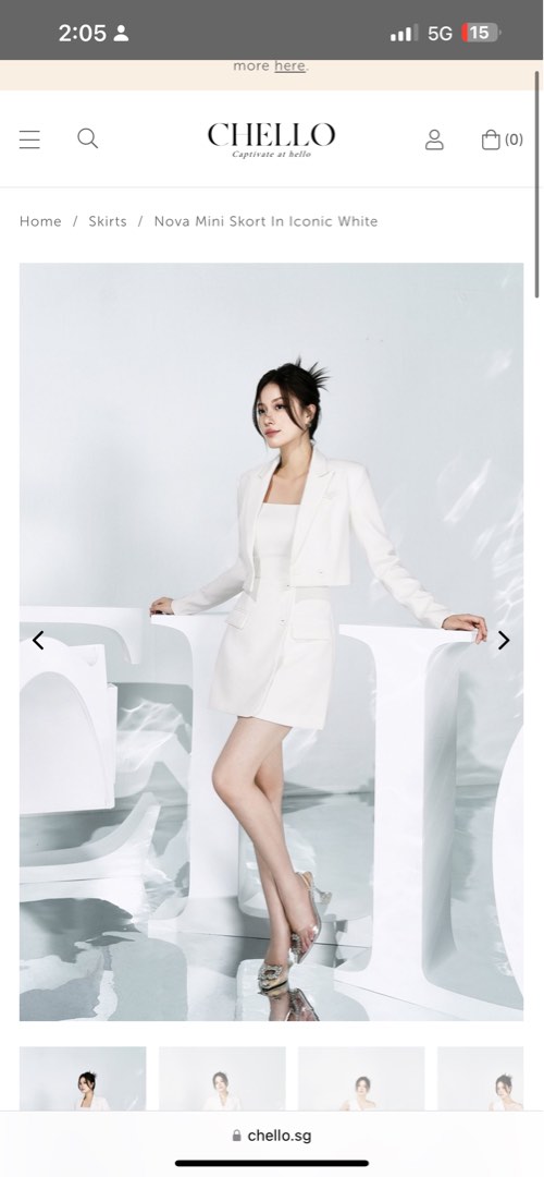 CHELLO NOVA MINI SKORT IN ICONIC WHITE, Women's Fashion, Tops, Other Tops on Carousell