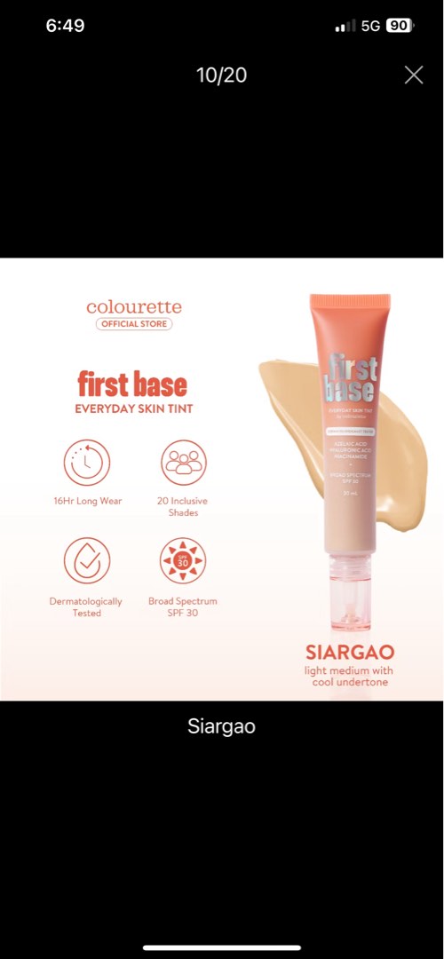 Colourette First Base Skin Tint Siargao, Beauty & Personal Care, Face ...