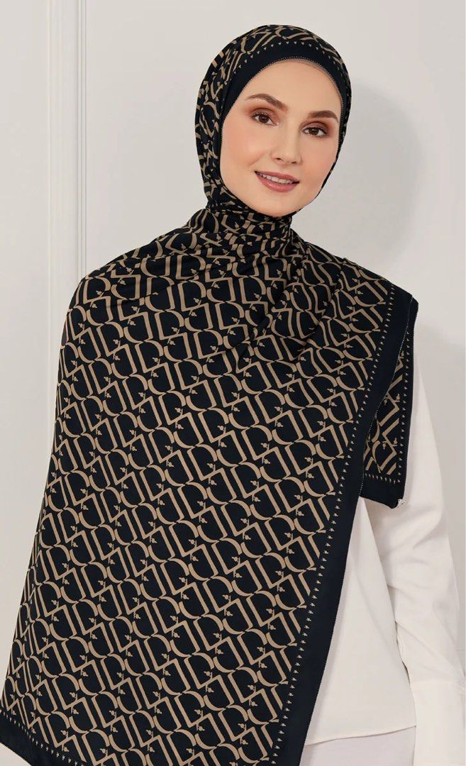 D Monogram dUCk Square Scarf in Chocolate Ganache, Women's Fashion ...