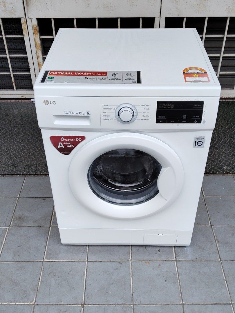 DD Inverter front load hot washer LG 8kg washing machine mesin basuh ...