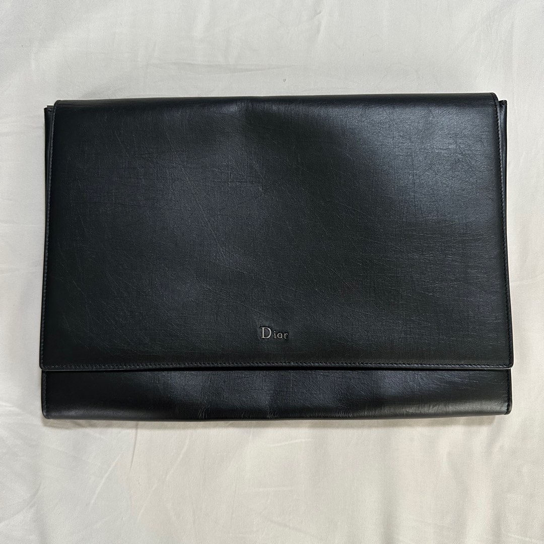 Dior leather document and laptop bag, Luxury, Bags & Wallets on Carousell