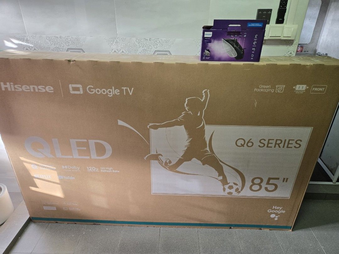 Empty 85" TV Box. With all the styrofoams & plastic sheet inside, TV ...