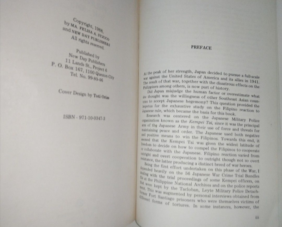 (EXTREMELY RARE) 1988 The Kempei Tai in the Philippines: 1941-1945 by ...