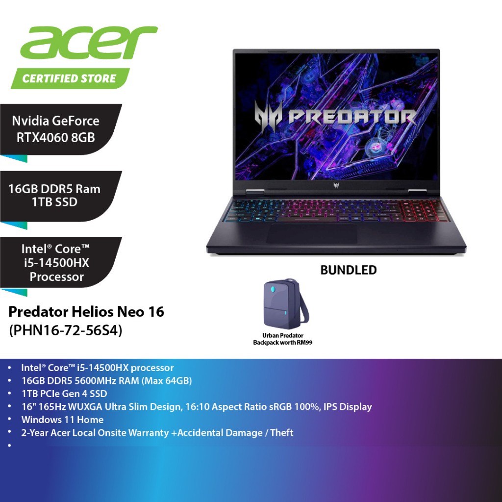 Gaming Laptop PREDATOR NEO 16 2024, Computers & Tech, Laptops ...