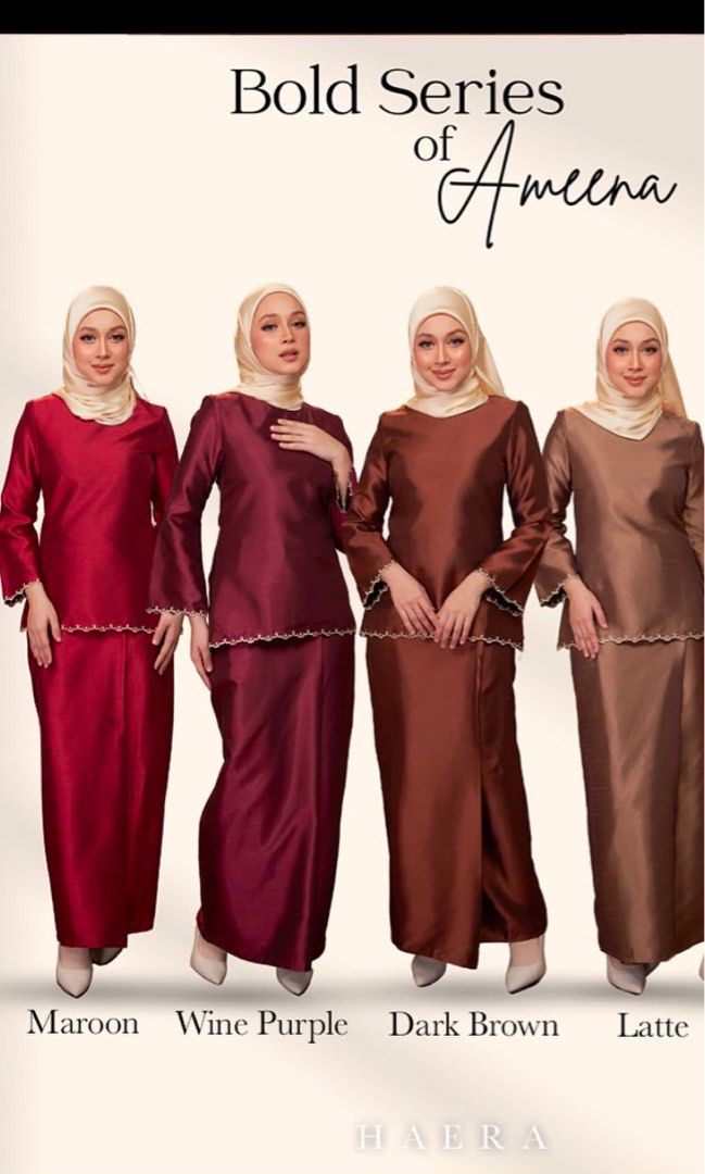 HAERA || AMEENA Kurung Kedah Shantung Silk with Cute Embroidery, Women ...