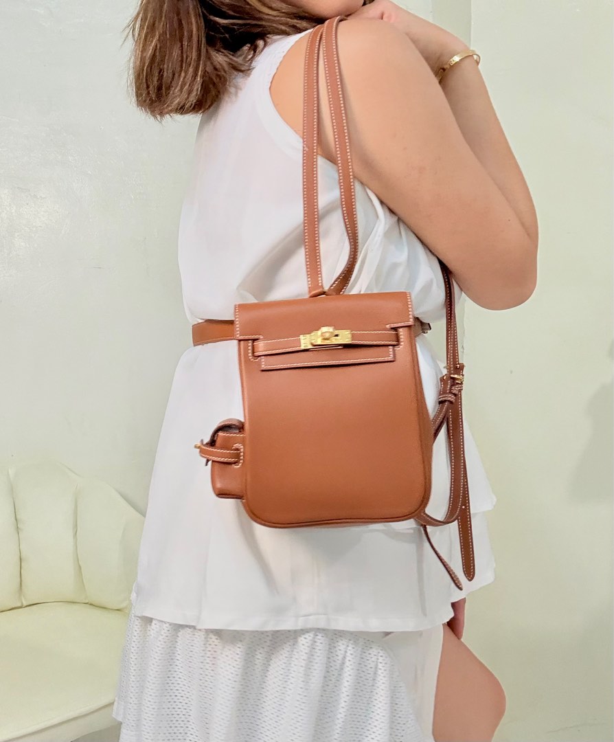 Hermes Kelly Jump Backpack gold swift, Luxury, Bags & Wallets on Carousell