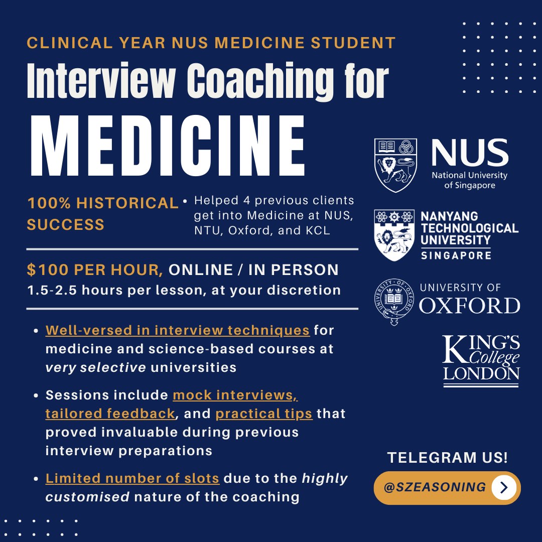 Interview Coaching for MEDICINE | NUS NTU OXFORD KCL YLL LKC | Medicine ...