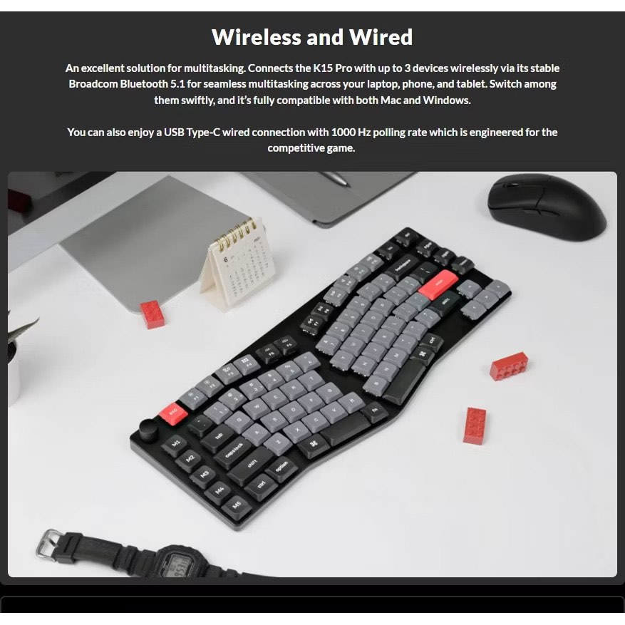 Keychron K15 Pro Alice Layout QMK/VIA Wireless Mechanical Keyboard ...