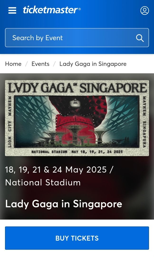 Lady Gaga Mayhem in SG- May 24 Cat 6 ticket, Tickets & Vouchers, Event Tickets on Carousell