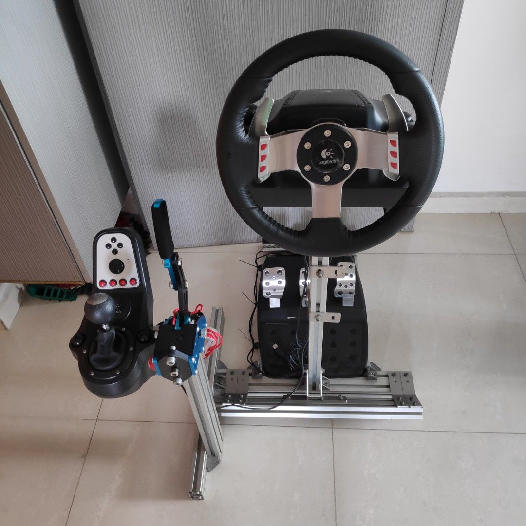Logitech G27, with shifters, foot pedals, hand brake and frame., Video ...