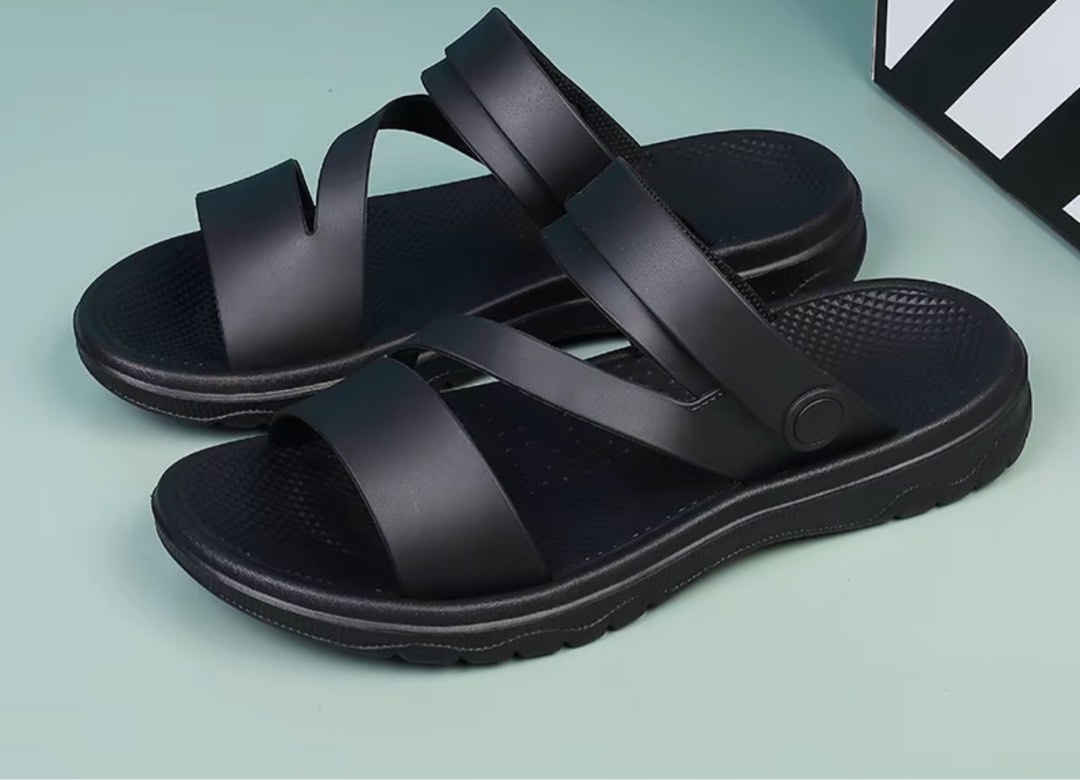 Men Black Sandals, Men's Fashion, Footwear, Flipflops and Slides on ...