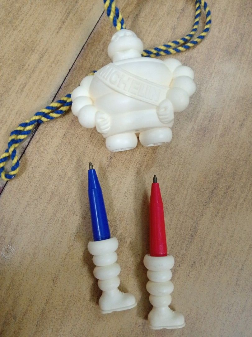 MICHELIN TYRE MAN VINTAGE WITH PENS AND NECK CORD LEGS PULL OUT AS PENS ...