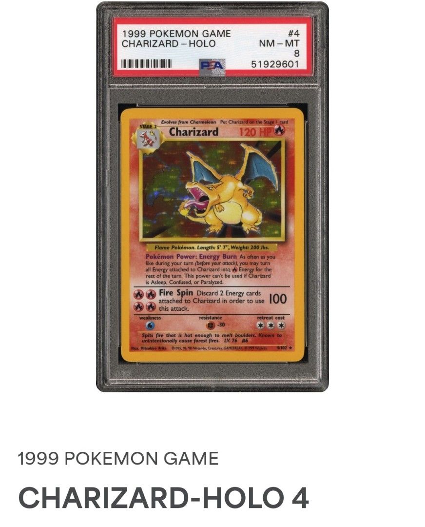 PSA 8 Base Set Unlimited Charizard #4 (1999), Hobbies & Toys, Toys ...