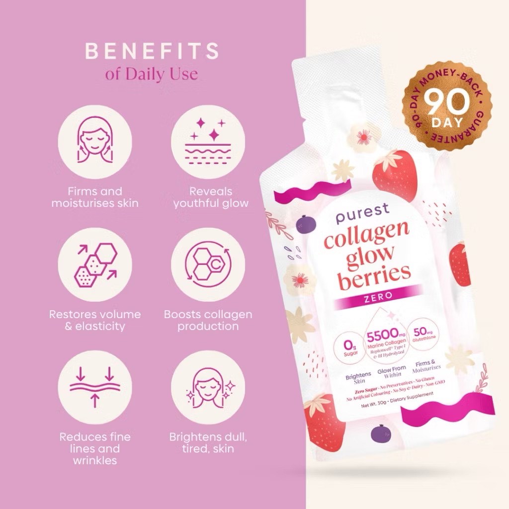Purest Co Collagen Glow Berries Zero (NO Sugar) - Firm, glow and ...