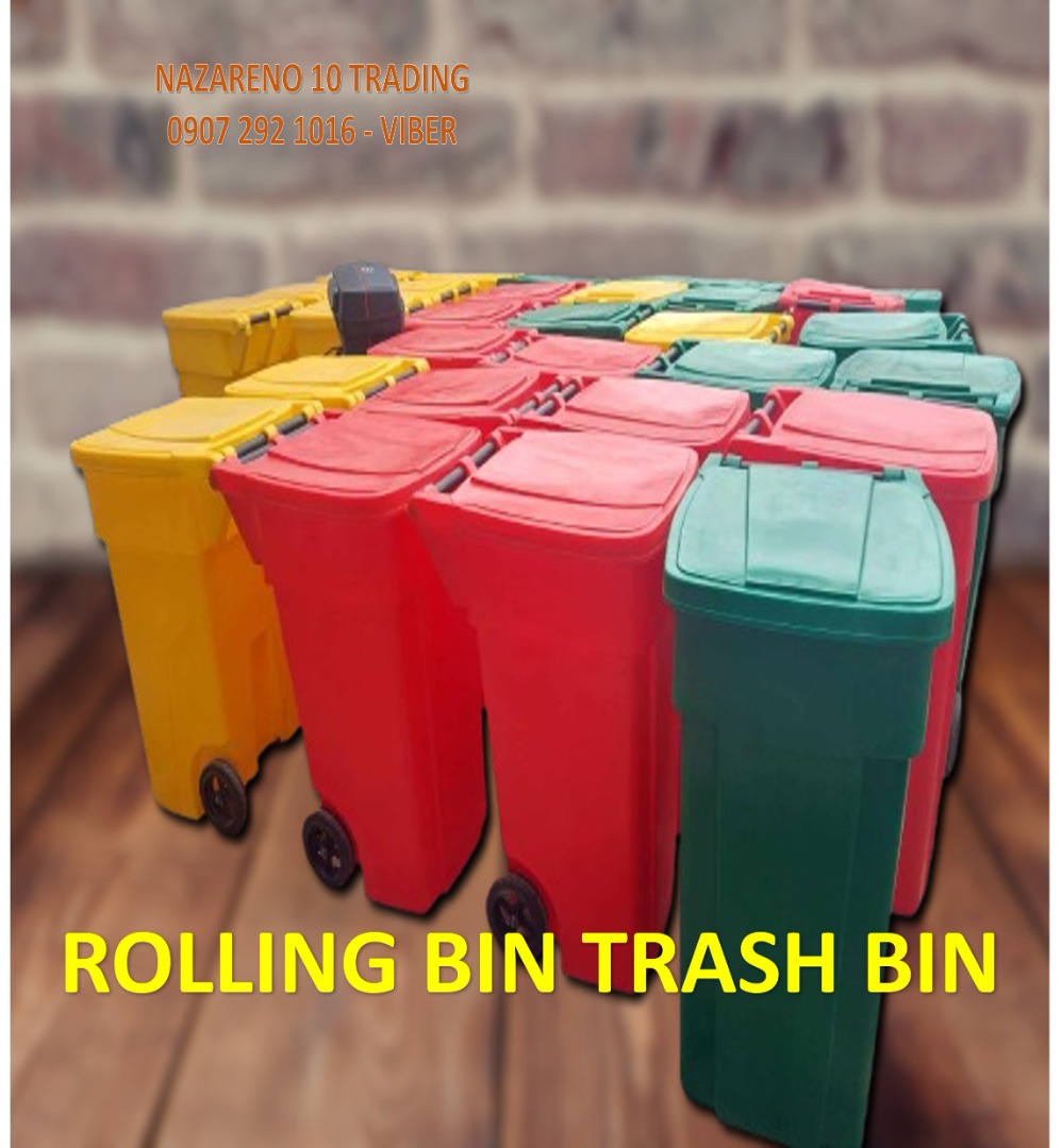 Rolling bin Trash bin w/wheels 833, Furniture & Home Living, Cleaning ...