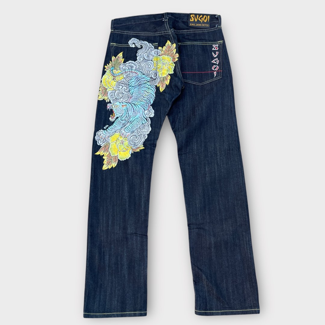 Sugoi - Japanese Embroidered Tiger Denim Jeans, Men's Fashion, Bottoms ...