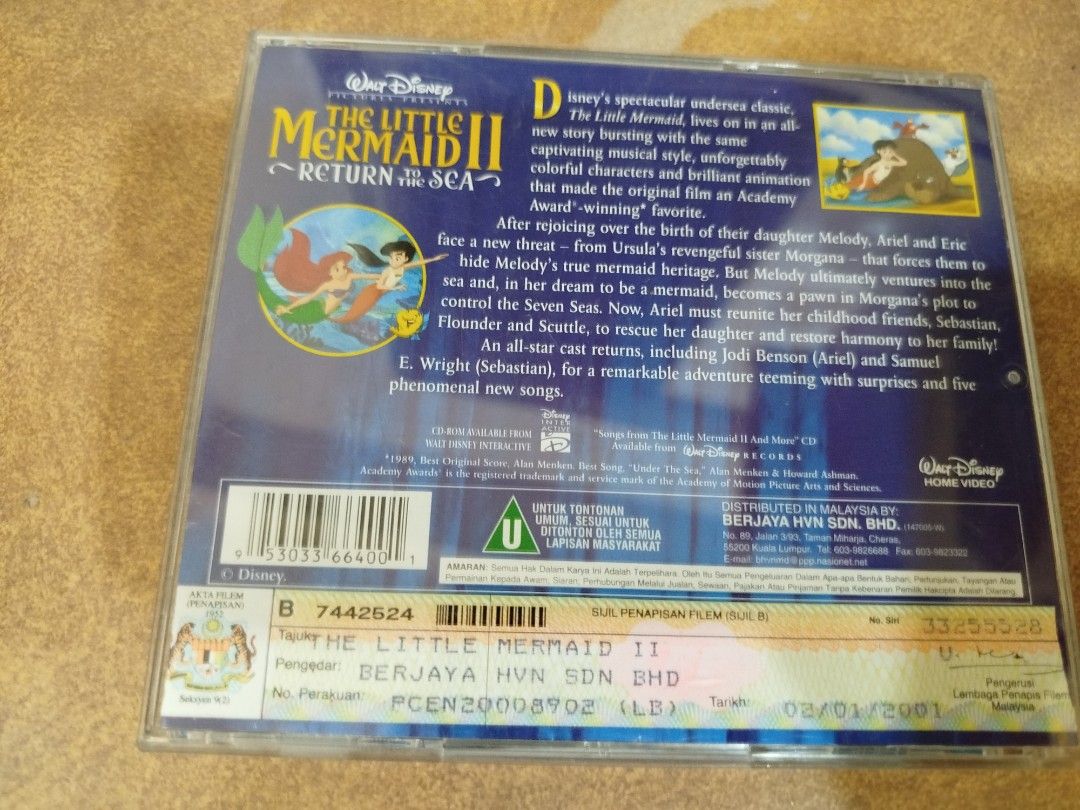The Little Mermaid II: Return to the Sea (VCD), Hobbies & Toys, Music ...