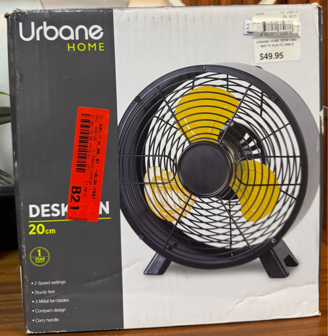 Urbane Home 20cm Metal Desk fan (black) Php 1,000, Furniture & Home ...