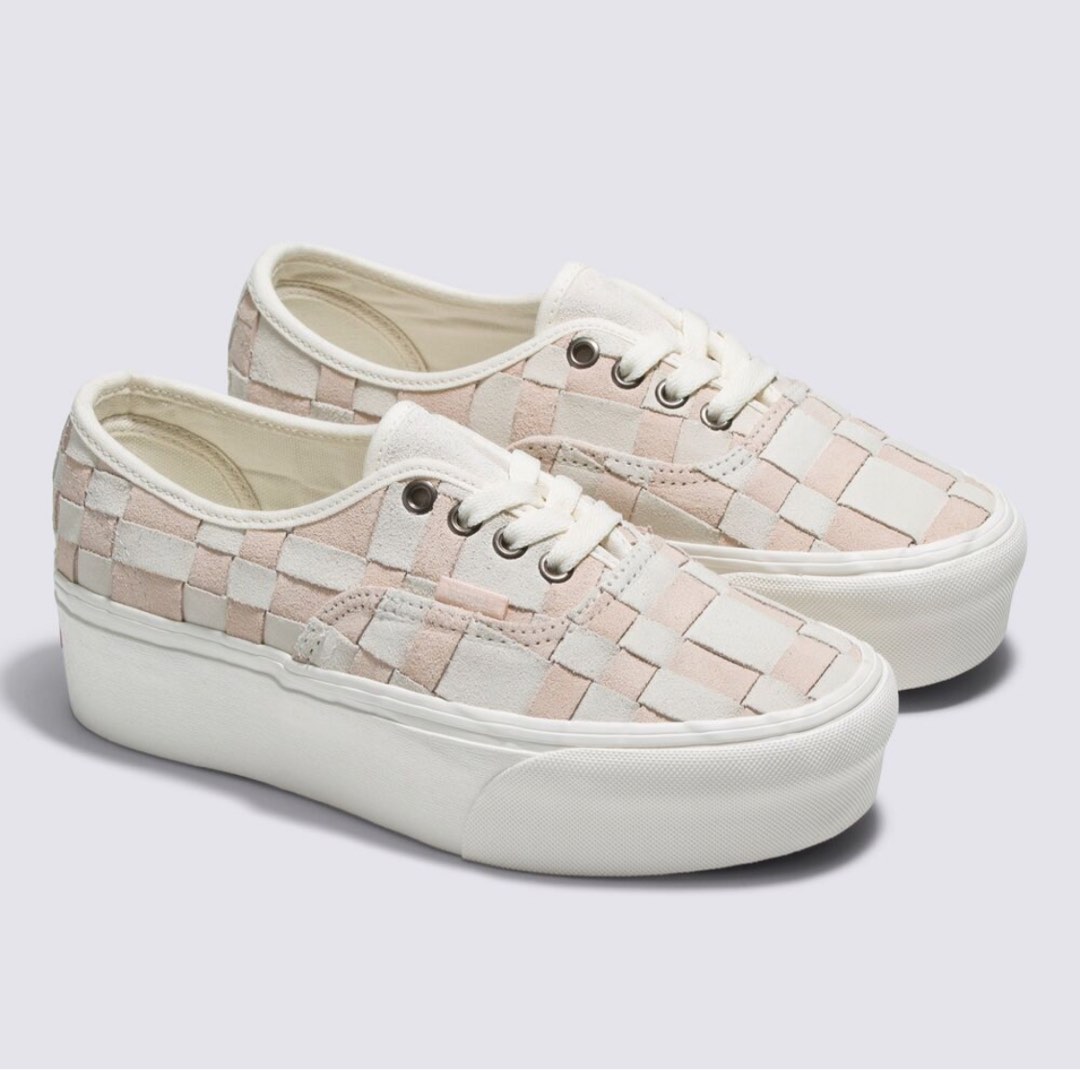 Vans Pink Woven Check Authentic Stackform, Women's Fashion, Footwear ...