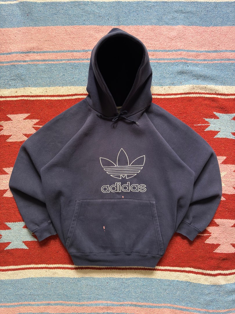 Vintage 1990s Adidas Center Logo Hoodie, Men's Fashion, Tops & Sets ...