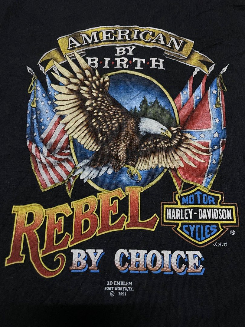 Vintage 3D EMBLEM HARLEY DAVIDSON REBEL BY CHOICE, Men's Fashion ...