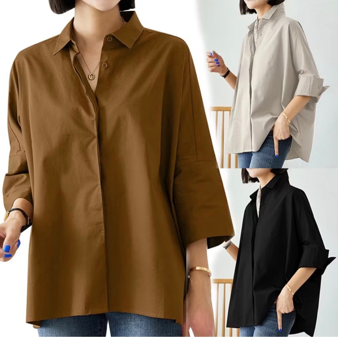 Women Loose Blouse Korean Style in code Brown, Women's Fashion, Tops ...