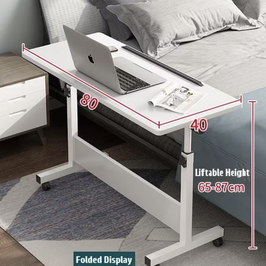 Wooden Adjustable Height Table | Rolling Foldable Bedside Desk With Wheels | Height Adjustable ...