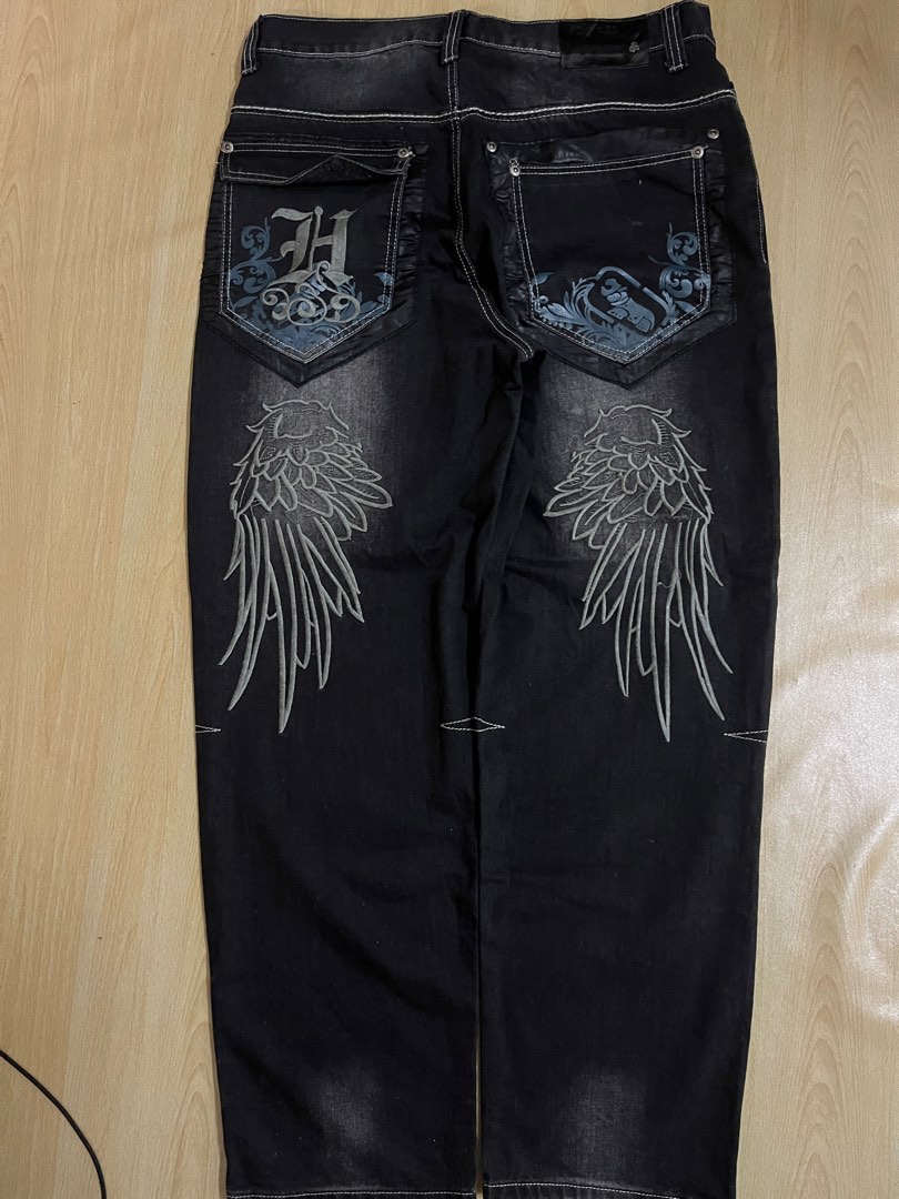Y2K Play Bigg White Stitch Baggy Jeans, Men's Fashion, Bottoms, Jeans ...