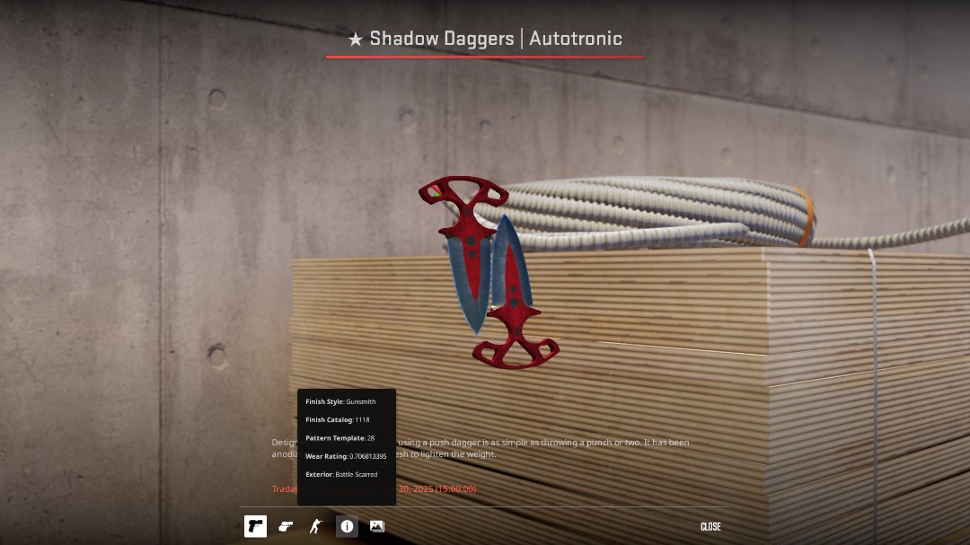 [98% Buff] Shadow Daggers Autotronic 0.70 BS CS2 / CSGO Steam, Video ...