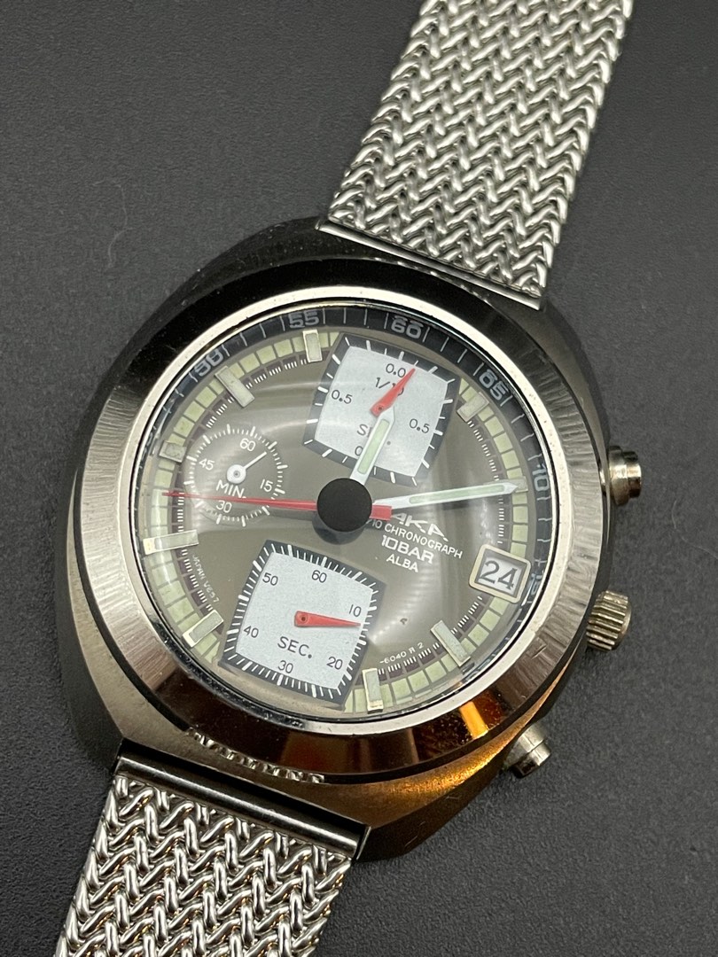 40mm Vintage Seiko Alba AKA Chronograph Quartz Japan Watch, 男裝, 手錶及配件 ...